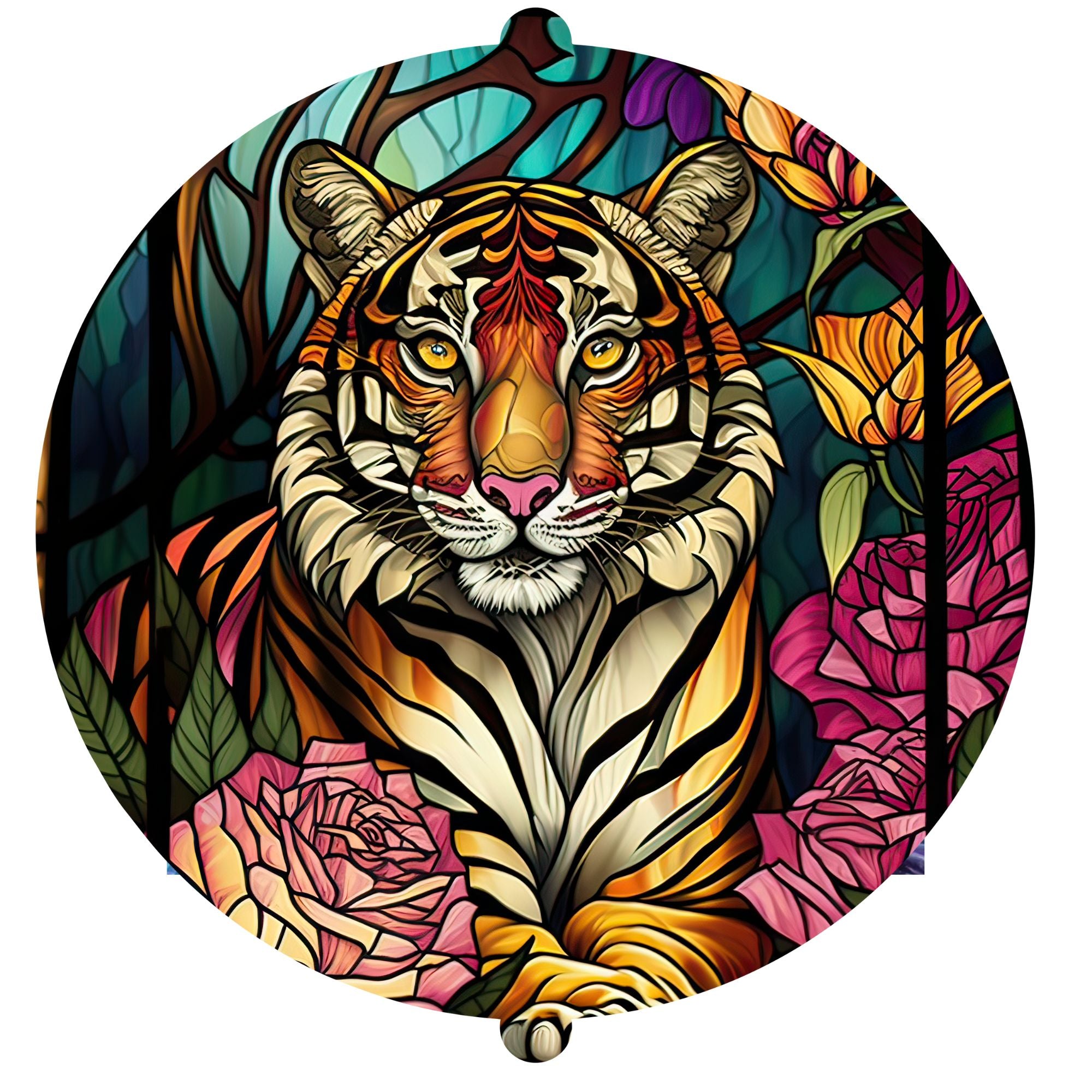 Stained Glass Tiger Wind Spinner Sublimation Print