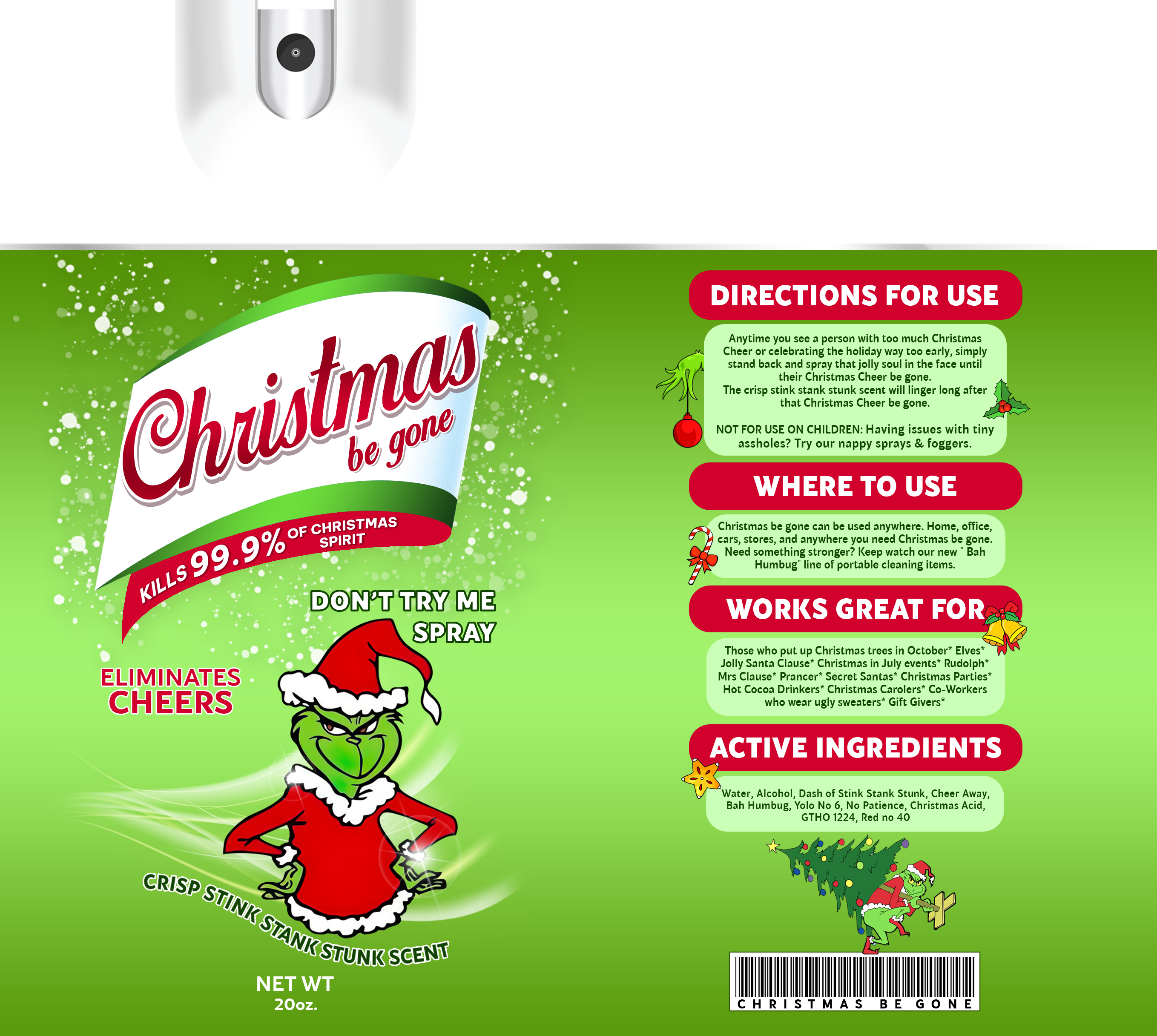 Grinch Spray 20oz Skinny Tumbler Printed Paper