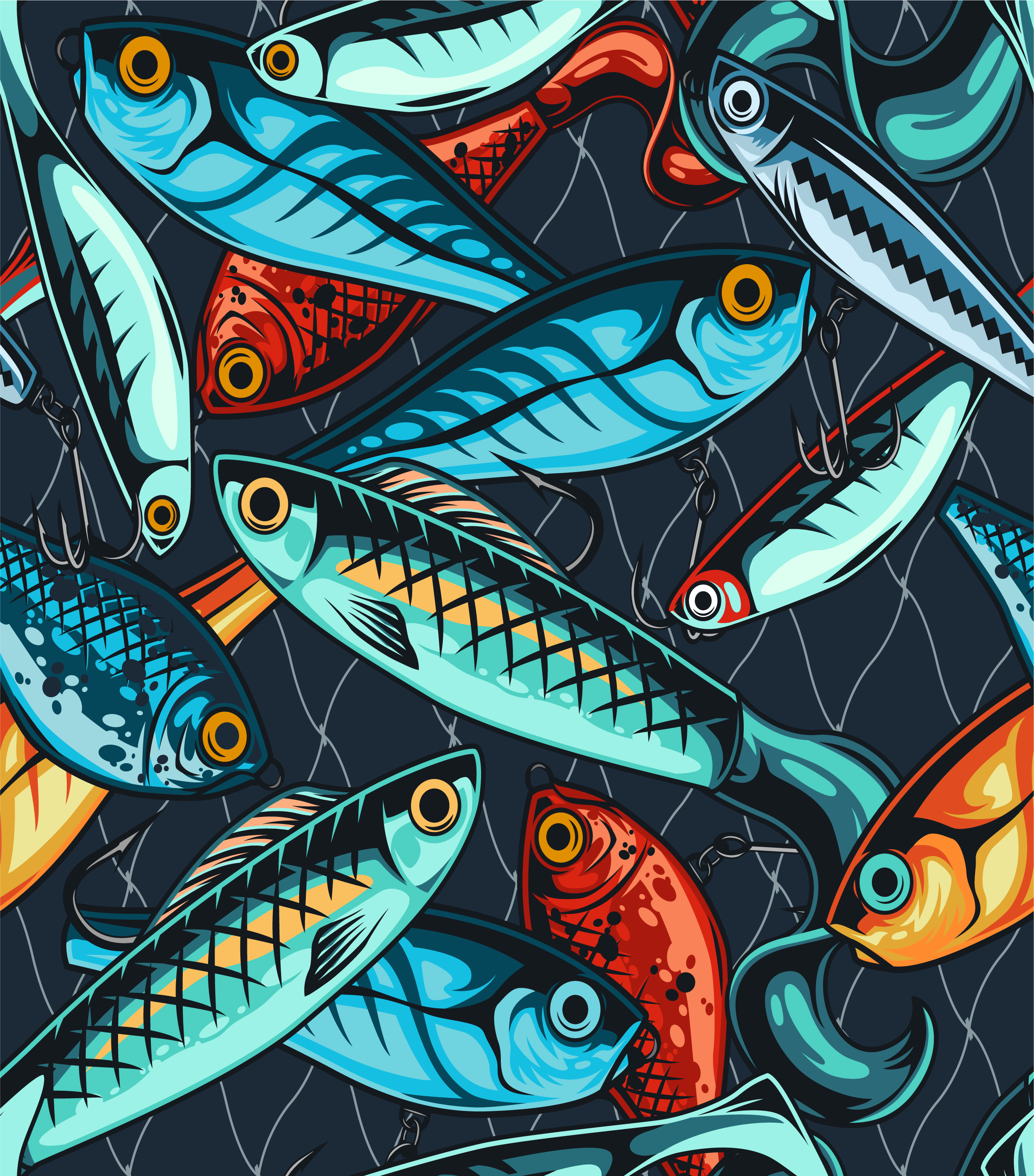 20oz Skinny Tumbler Printed Paper - Fishing lures #2