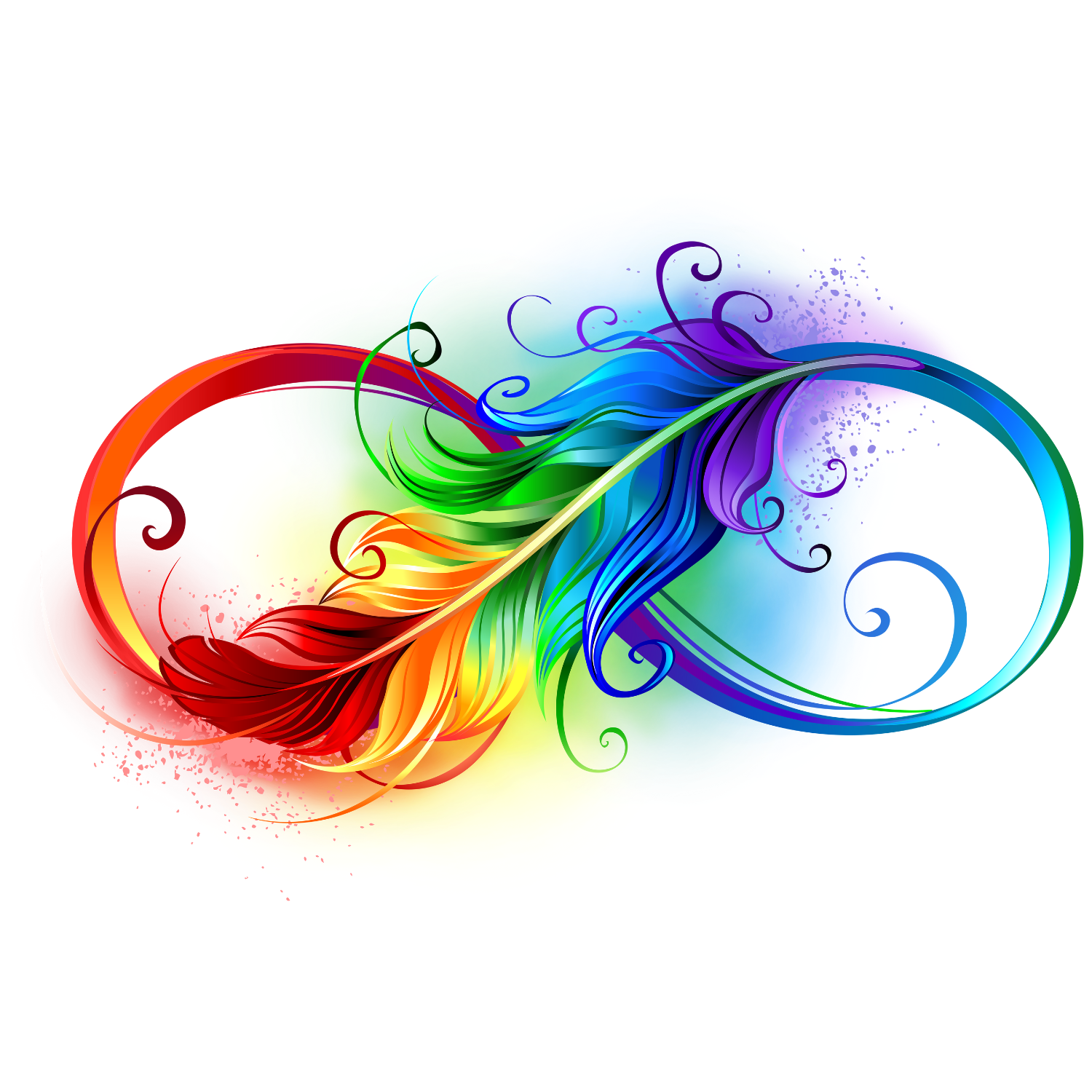 DTF Transfer Sheet - Colorful Infinity Symbol With Feather