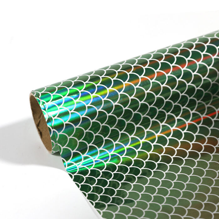Holographic Green Scales Permanent Self Adhesive Vinyl
